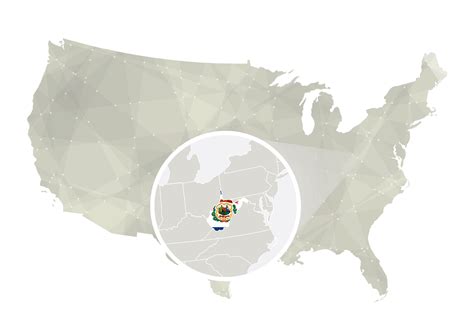 Polygonal Abstract Usa Map With Magnified West Virginia State 41060910
