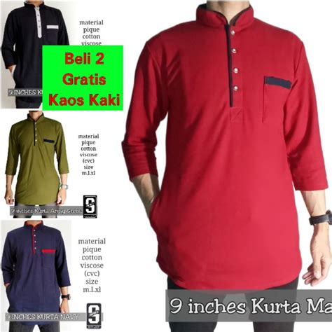 Jual Baju Koko Kurta Pakistan Turki Bahan Kaos Polo Lengan Tangan