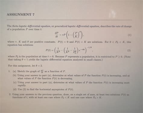 Solved Assignment 7 The Theta Logistic Differential