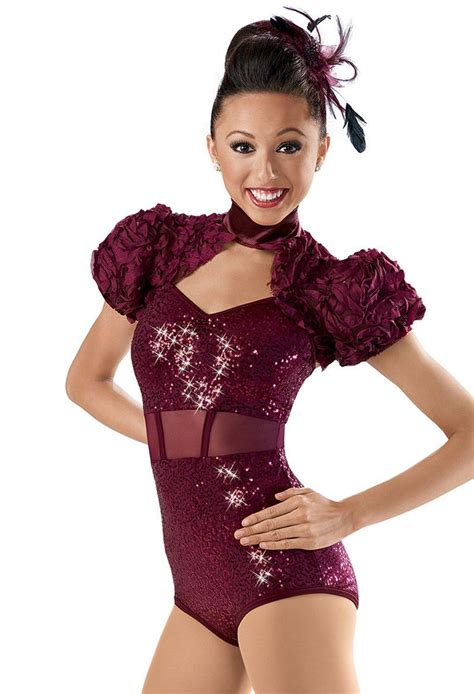 Sequin Ribbon Shrug Leotard Bolero Dance Costume
