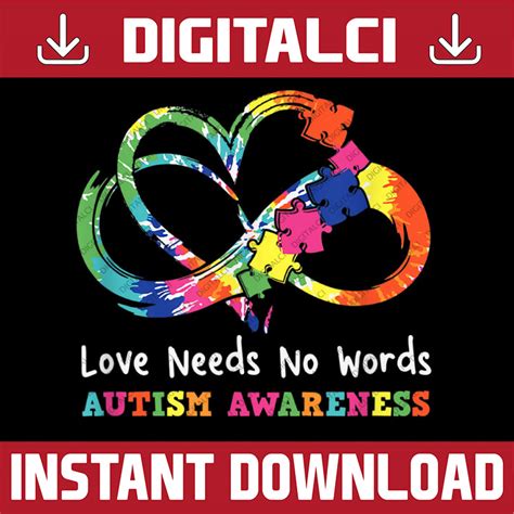 Love Needs No Words Heart Puzzle Autism Awareness Png Sublim Inspire