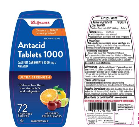 Fda Label For Antacid Ultra Strength Assorted Fruits Tablet Chewable