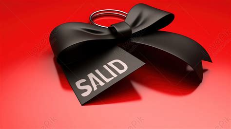 검은색 리본 및 활 배경이 있는 멋진 빨간색 3d 태그 대규모 판매 프로모션에 적합 절하다 배경 검은 리본 배경 경이