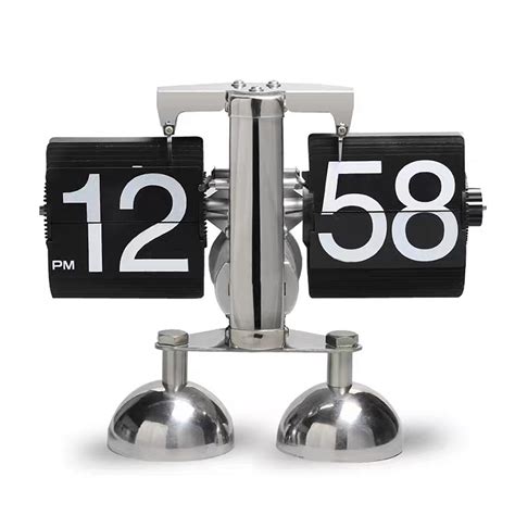 Stainless Steel Flip Digital Clock Small Scale Tab Vicedeal