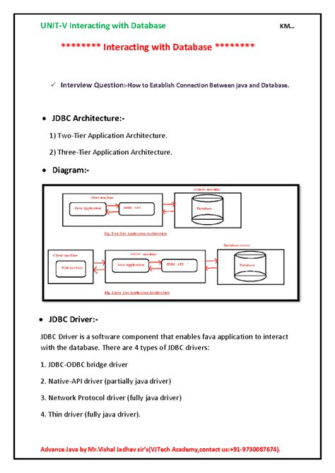 Unit V Notes Advance Java Interacting With Database