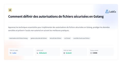 Comment Définir Des Autorisations De Fichiers Sécurisées En Golang Labex