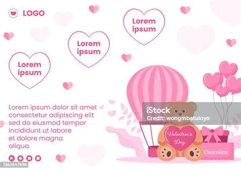 해피 발렌타인 데이 브로셔 템플릿 플랫 디자인 일러스트 레이션 소셜 미디어에 대 한 사각형 배경의 편집 사랑 인사말 카드 또는