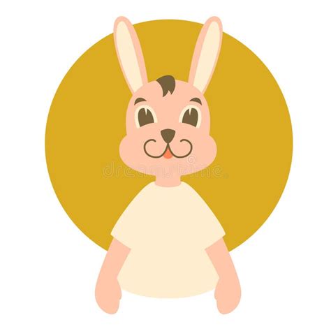 Rabbit Face Cartoon Vector Illustration Flat Style Front Stock Vector