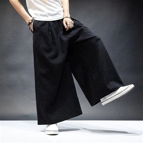Cotton Linen Wide Leg Pants Casual Elastic Waist Pockets Joggers Pants
