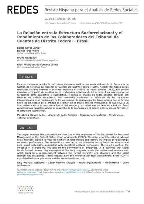 Pdf The Relationship Between The Socio Relational Structure And The Performance Of The
