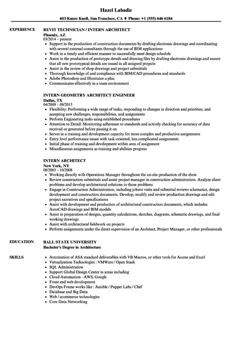 Intern Architect Resume Samples Velvet Jobs