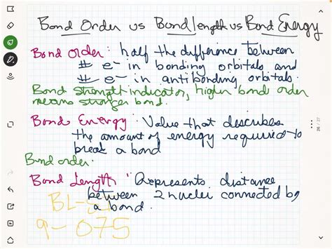 A What Are The Relationships Among Bond Order Bond Length And Bond