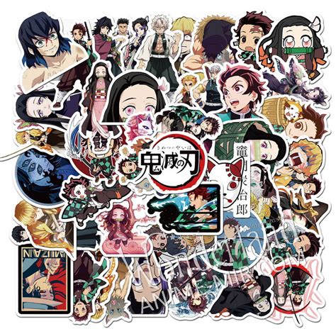 Набор наклеек Клинок рассекающий демонов стикер пак 1 набор 50 стикеров Demon Slayer