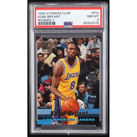 Kobe Bryant 1996 97 Stadium Club Rookies 1 R12 RC PSA 8 Pristine