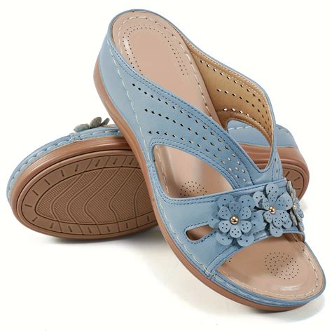 Womens Toe Loop Wedge Sandals Leopard Print Slip On Platform Shoes Summer Slide Sandals Wedge