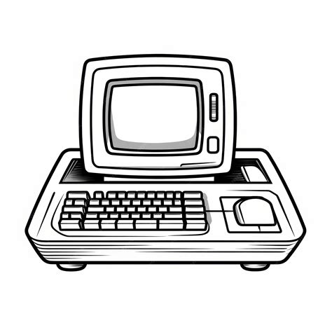 Premium Photo Vintage Black And White Illustration Of A Retro Computer With A Crt Monitor
