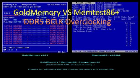 Goldmemory Vs Memtest86 Comparison 4 Overclocking Real Memory