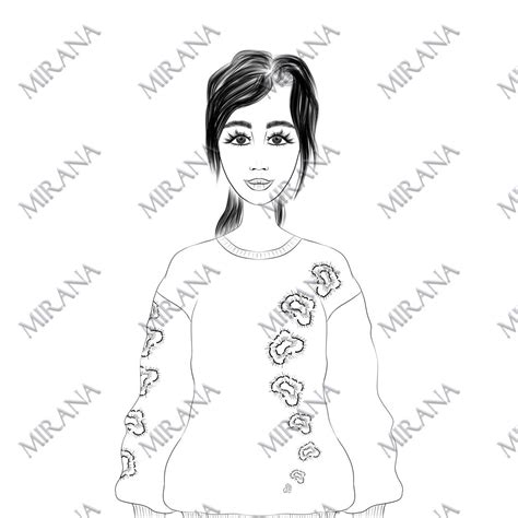 Девушка раскраска принт для одежды цифровой рисунок Милена Иванова скачать на Wildberries