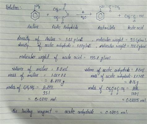 [solved] Synthesis Of Acetanilide Data Aniline 2 2ml Acetic Anhydride Course Hero