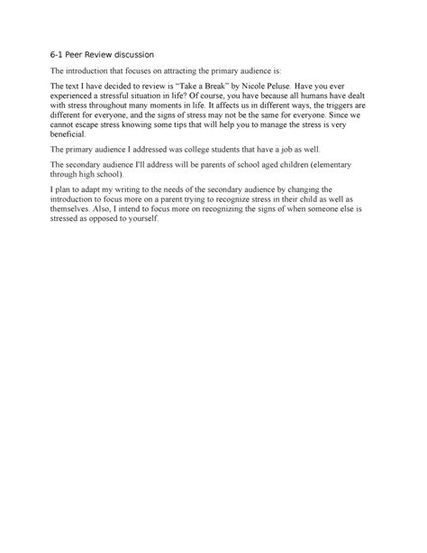 6 1 Discussion Peer Review Discussion 6 1 Peer Review Discussion The