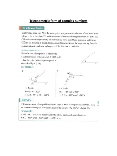 Trigonometric Form Of Complex Numbers 2 Pdf