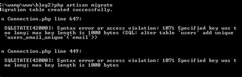 Php Laravel Migrate Sql Issue Stack Overflow