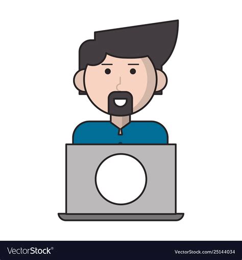 Man With Laptop Royalty Free Vector Image VectorStock