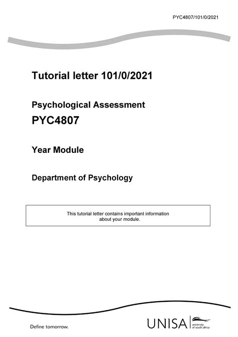 Tutorial Letter 101 2021 PYC4807 101 0 2021 Tutorial Letter 101 0