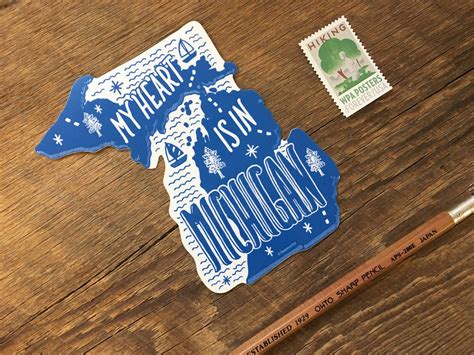 Michigan Sticker Michigan State Sticker Bumper Sticker Etsy