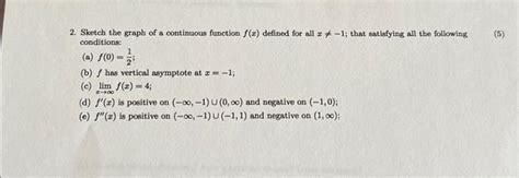 solved 2 sketch the graph of a continuous function f x