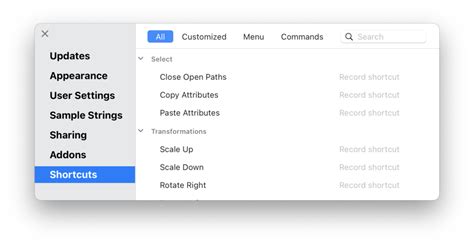 Shortcuts Glyphs Handbook