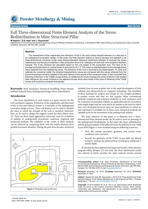 Pdf Full Three Dimensional Finite Element Analysis Of The Stress