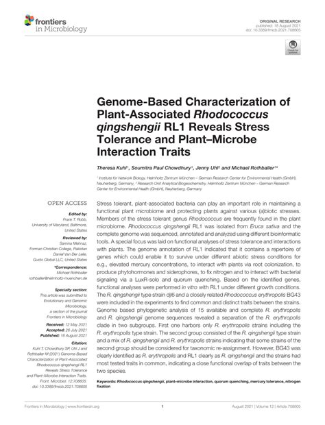PDF Genome Based Characterization Of Plant Associated Rhodococcus