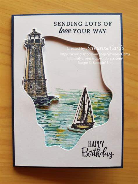 Happy Birthday Sailing Home Stampin Up Handmade Diecut Lighthouse And