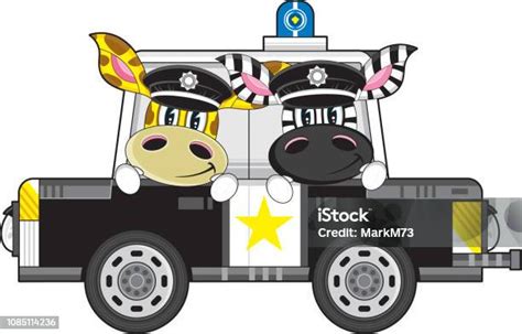 การ์ตูนม้าลายและยีราฟตํารวจในรถตํารวจ ภาพประกอบสต็อก ดาวน์โหลดรูปภาพตอนนี้ ตำรวจ อาชีพให้
