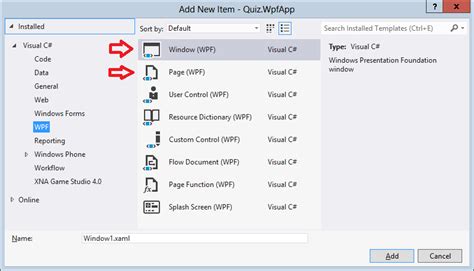 skate through code wpf difference between page and window