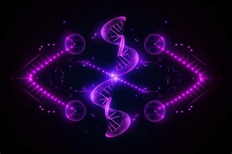 Adn genética biotecnología ciencia vector púrpura neón gráfico