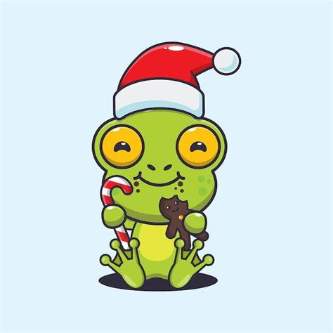 Premium Vector Cute Frog Eating Christmas Cookies And Candy Cute