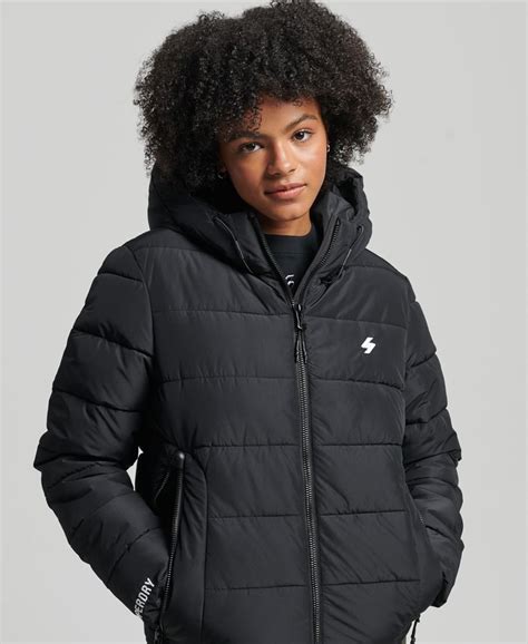 Femme Doudoune à Capuche Spirit Sports Noir Superdry Fr