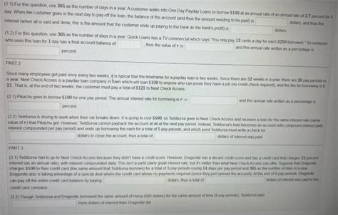 Solved 1 1 For This Question Use 365 As The Number Of