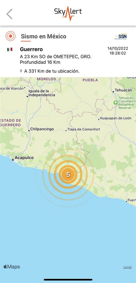 SkyAlert on Twitter Actualización del SSN sismo magnitud a km de profundidad ubicado a