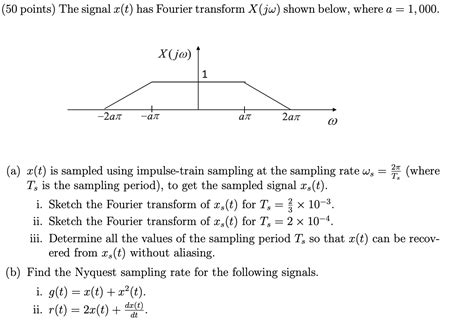 Solved 50 Points The Signal Xt Has Fourier Transform X Jw