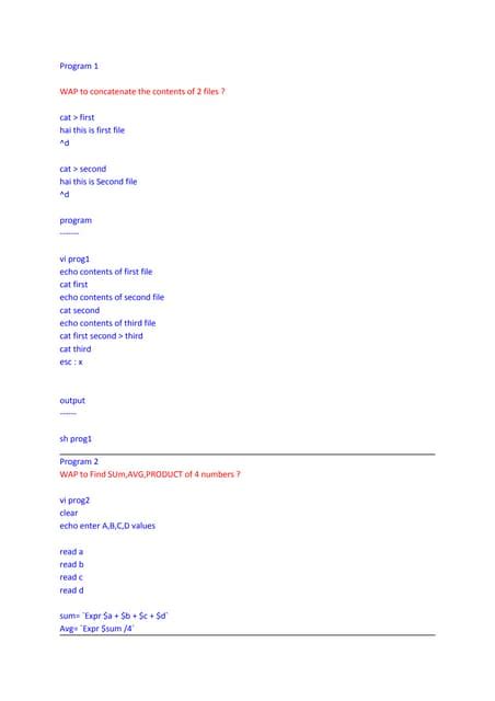 Basic Shellprograms Pdf