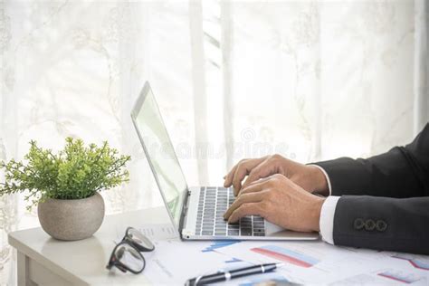 Close Up Man Hands Asian Businessman Calculating Number Audit Planning