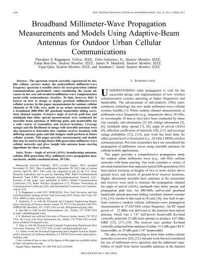 Broadband Millimeter Wave Propagation Measurements And
