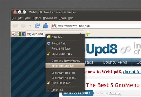 Firefox 40 Beta 2 Pre Brings App Tabs For Linux Too ~ Web Upd8