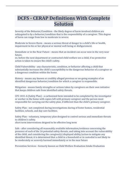 Dcfs Cerap Definitions With Complete Solution Dcfs Cerap Stuvia Us