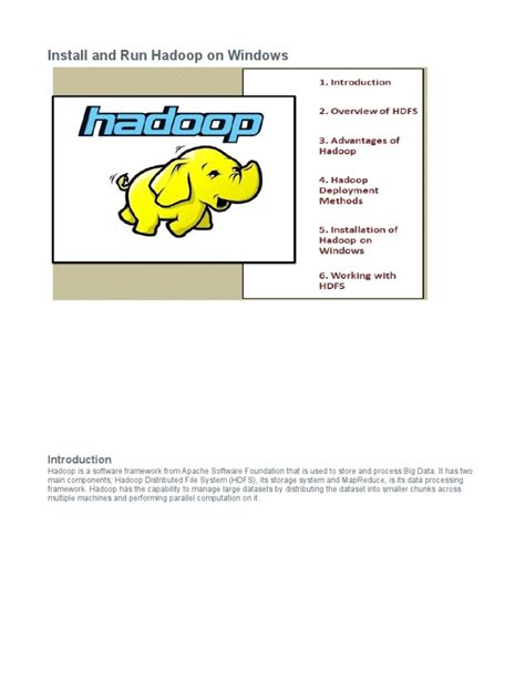 Install And Run Hadoop On Windows Pdf Apache Hadoop Computer Cluster