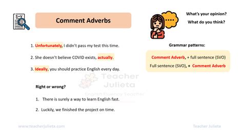 Comment Adverbs Teacher Julieta