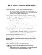 Science Question Set Lab Guide For Experimental Data Analysis Course Hero